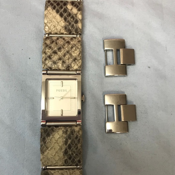 Fossil | Accessories | Embossed Snake Skin On Stainless Steal Watch ...